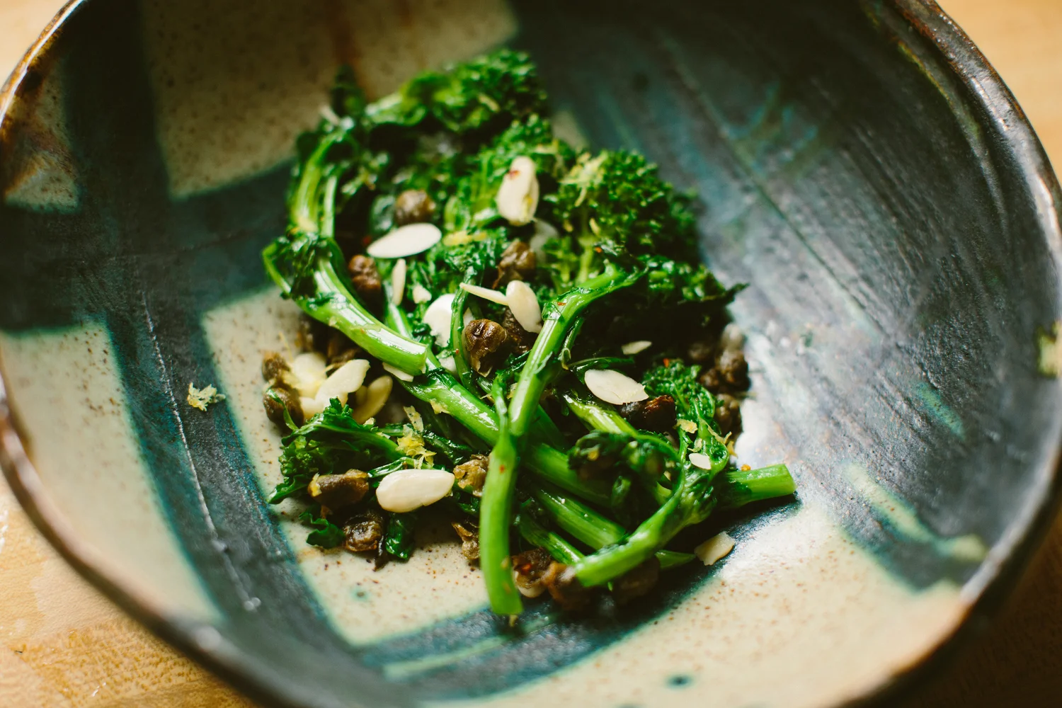 Garlicky Broccoli Rabe with Almonds and Fried Capers — A Thought For Food
