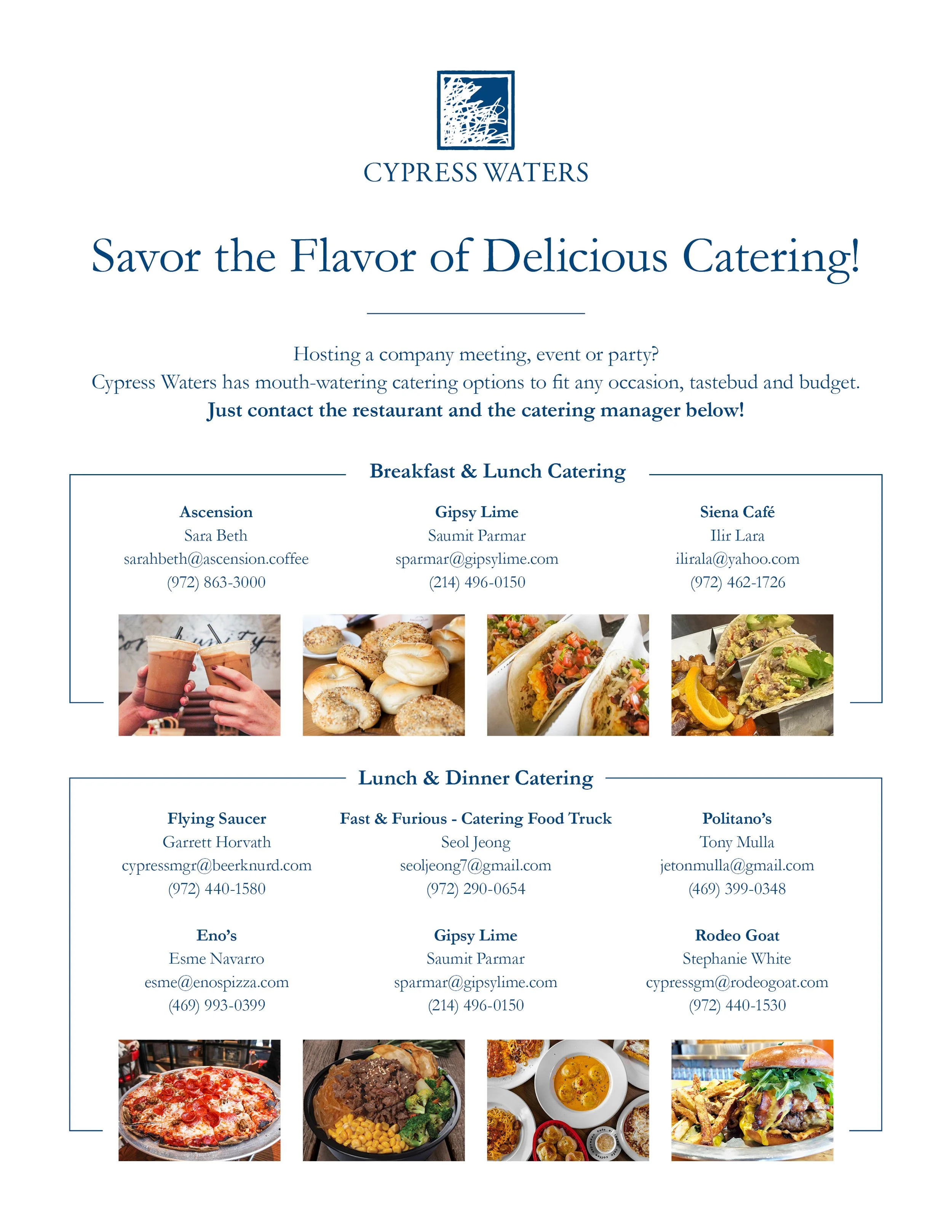 Catering — Cypress Waters: Office, Retail, Apartments and More