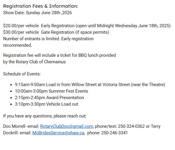 Show Calendar — Vancouver Island Hot Rods