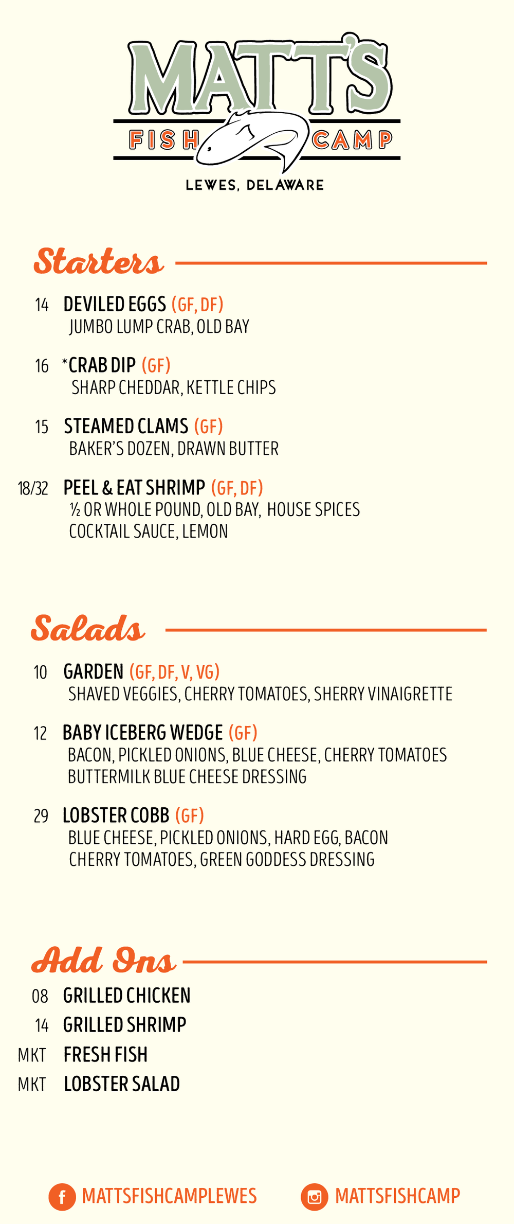 See Our Menu | Lewes Seafood Restaurant | Matt's Fish Camp