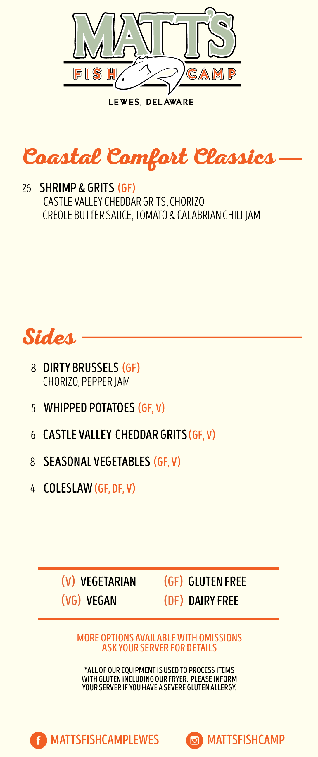 See Our Menu | Lewes Seafood Restaurant | Matt's Fish Camp