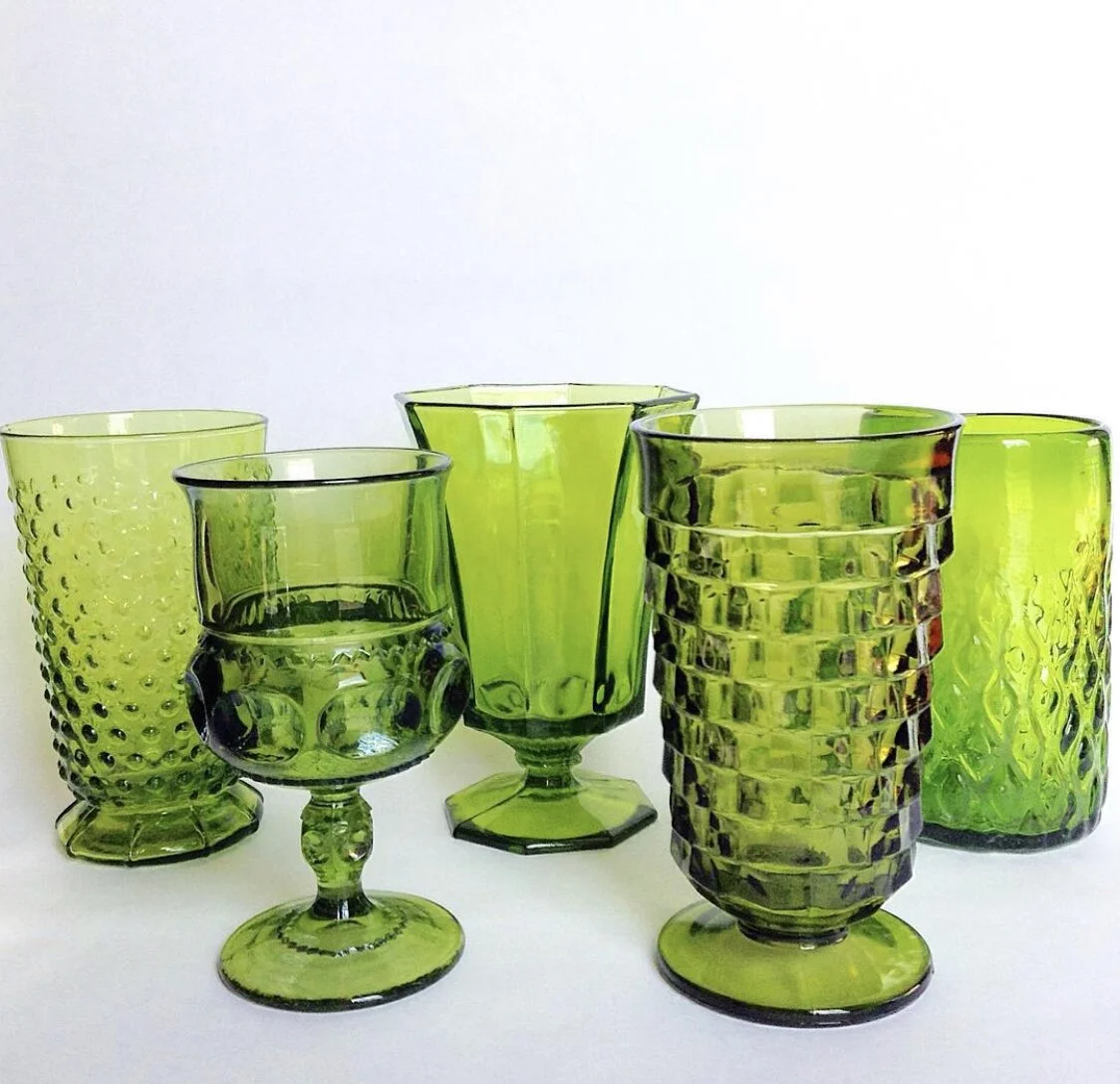 The Vintage Laundry —GREEN GLASS 10 OZ. GOBLETS
