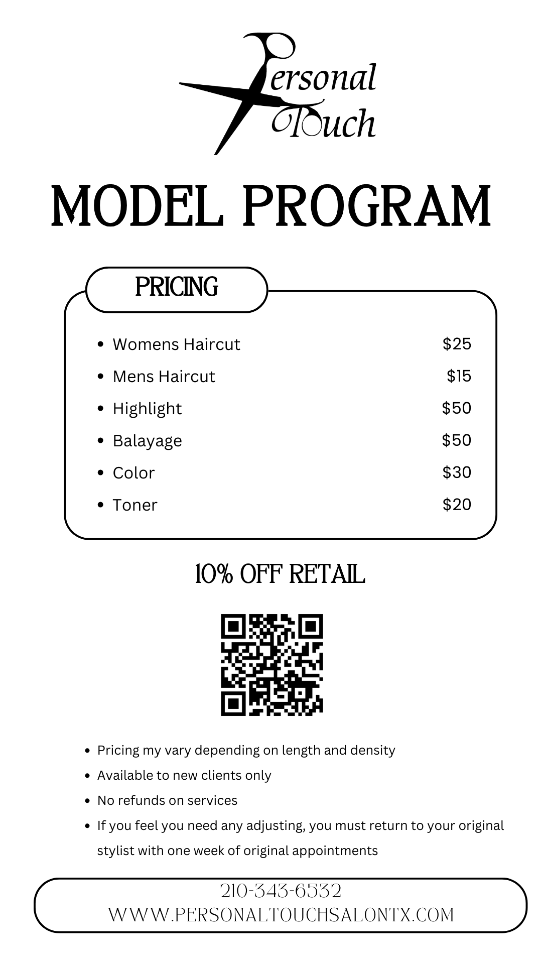 Model Program — Personal Touch Salon