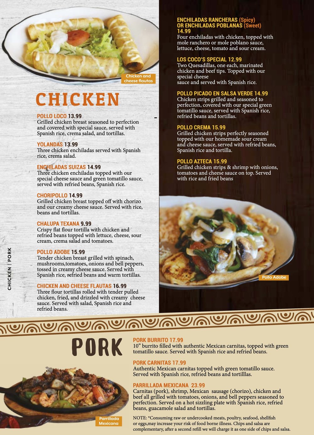 Azteca Restaurant Menu