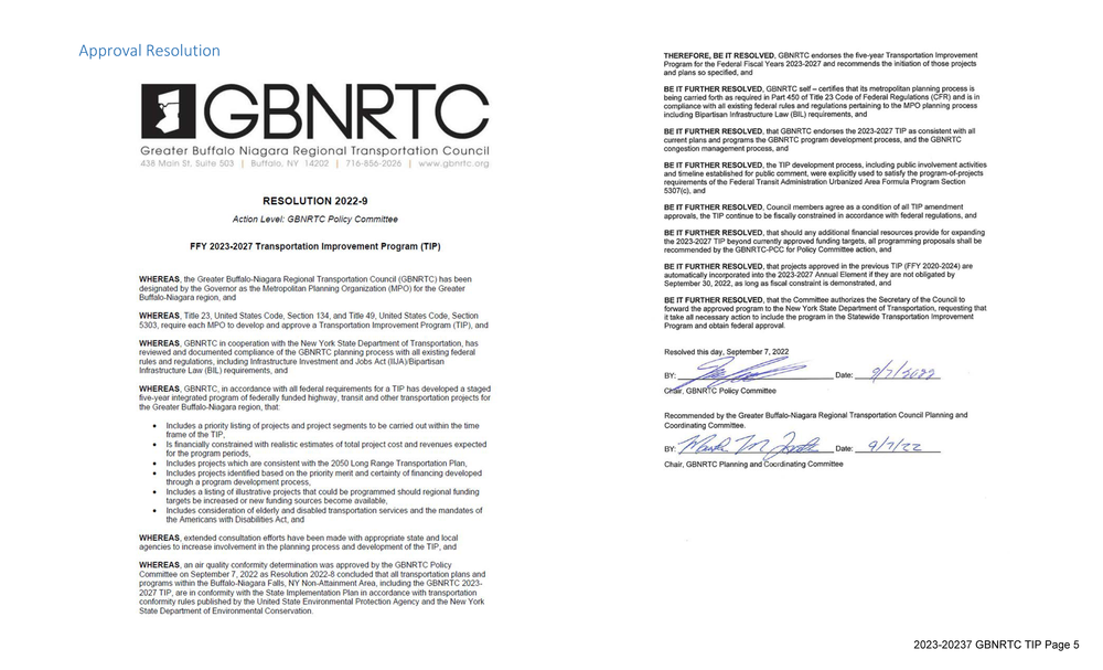 TIP 2023 - 2027 Approval Resolution — GBNRTC