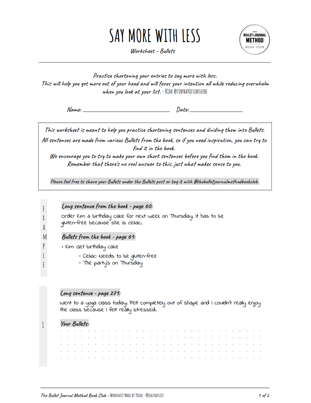 The Bullet Journal Method Book Club — Tiny Ray of Sunshine