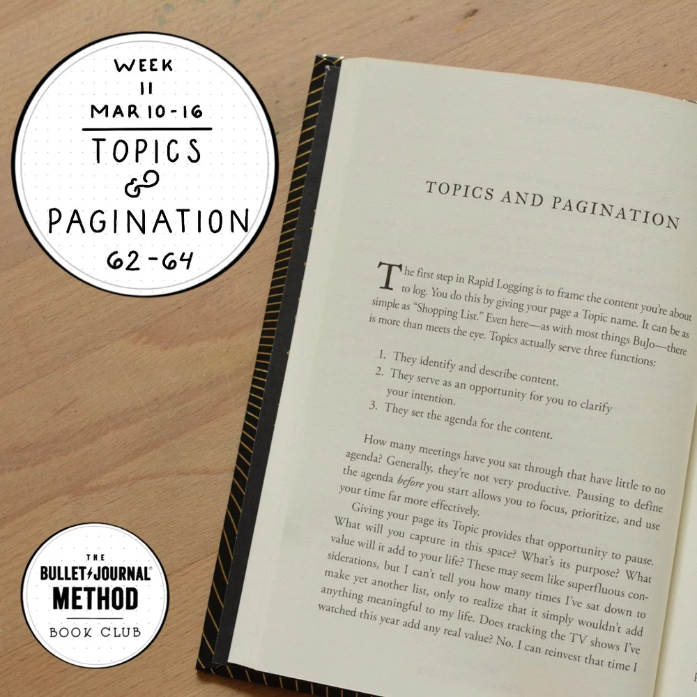 Week 11: Topics and Pagination (The Bullet Journal Method Book Club ...
