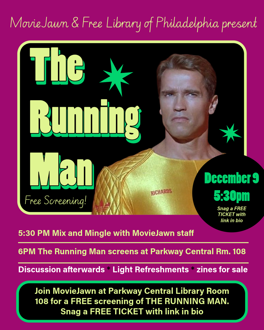 THE RUNNING MAN (1987) at Parkway Central Library — Moviejawn
