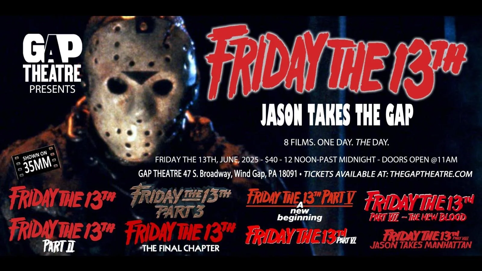FRIDAY THE 13TH: The Ultimate Friday the 13th Marathon on 35mm at Gap ...
