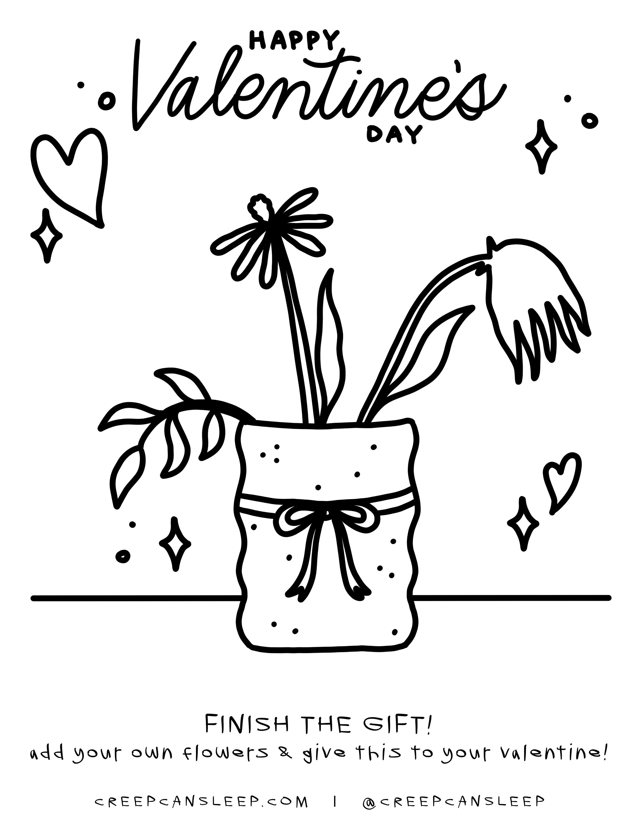 free! coloring page - valentine's day 2024 — creep can sleep