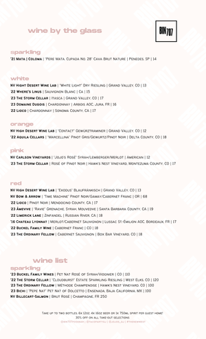 Menus — Bin 707 Foodbar