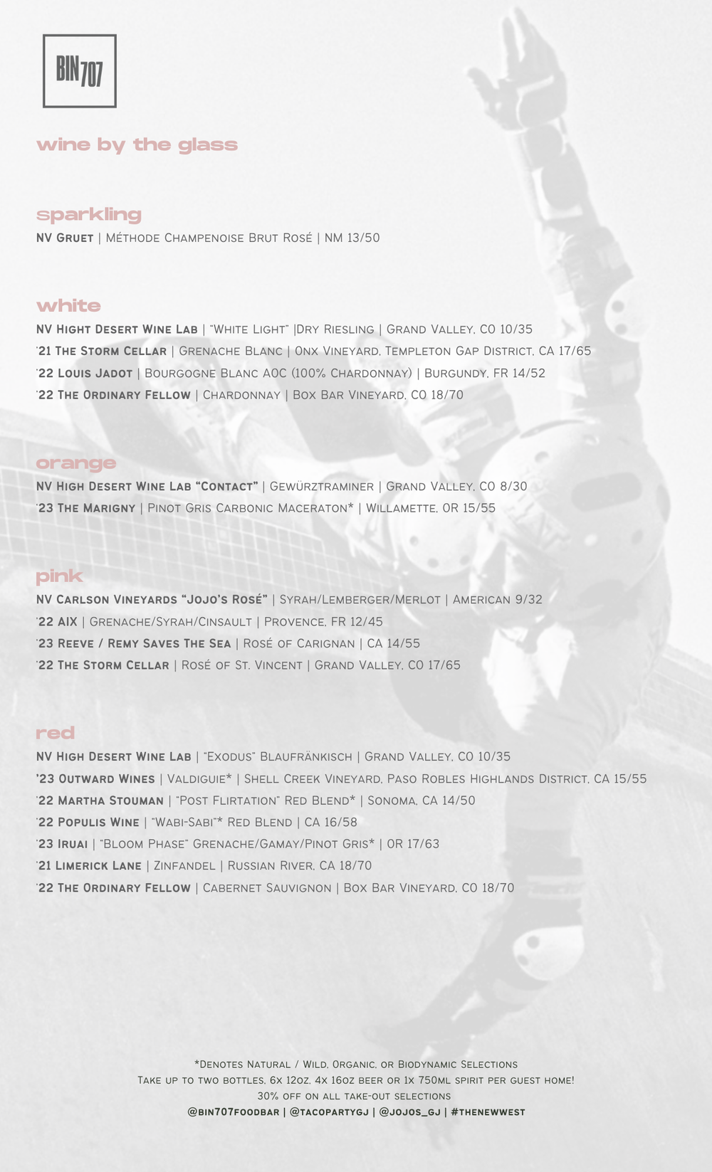 Menus — Bin 707 Foodbar