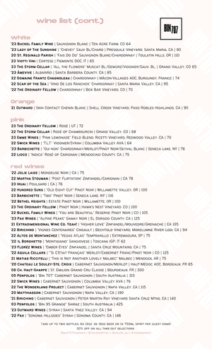 Menus — Bin 707 Foodbar