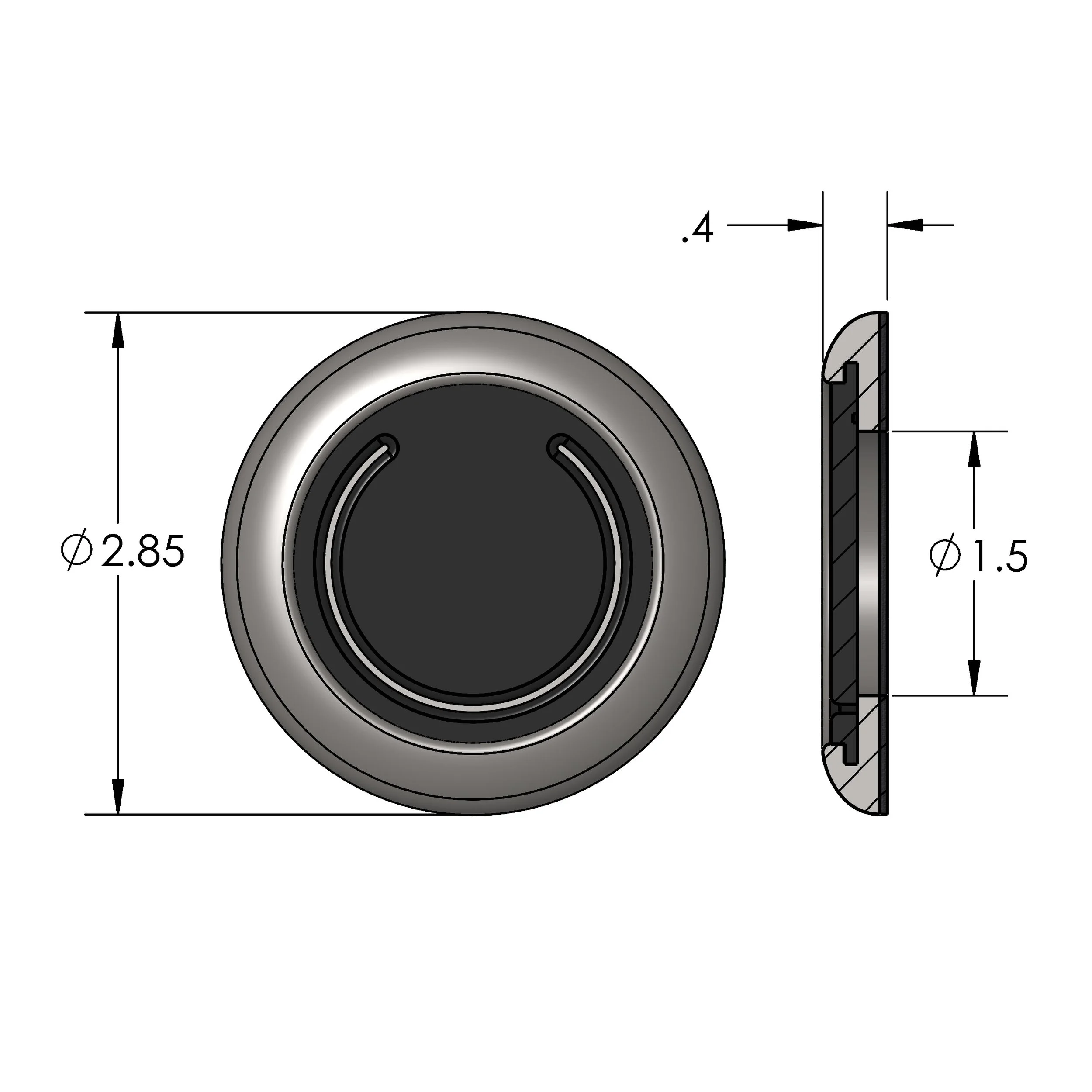 SW1015 - 1.5" Scupper - VHB Adhesive Mounted Scupper w/ Rubber Flapper ...