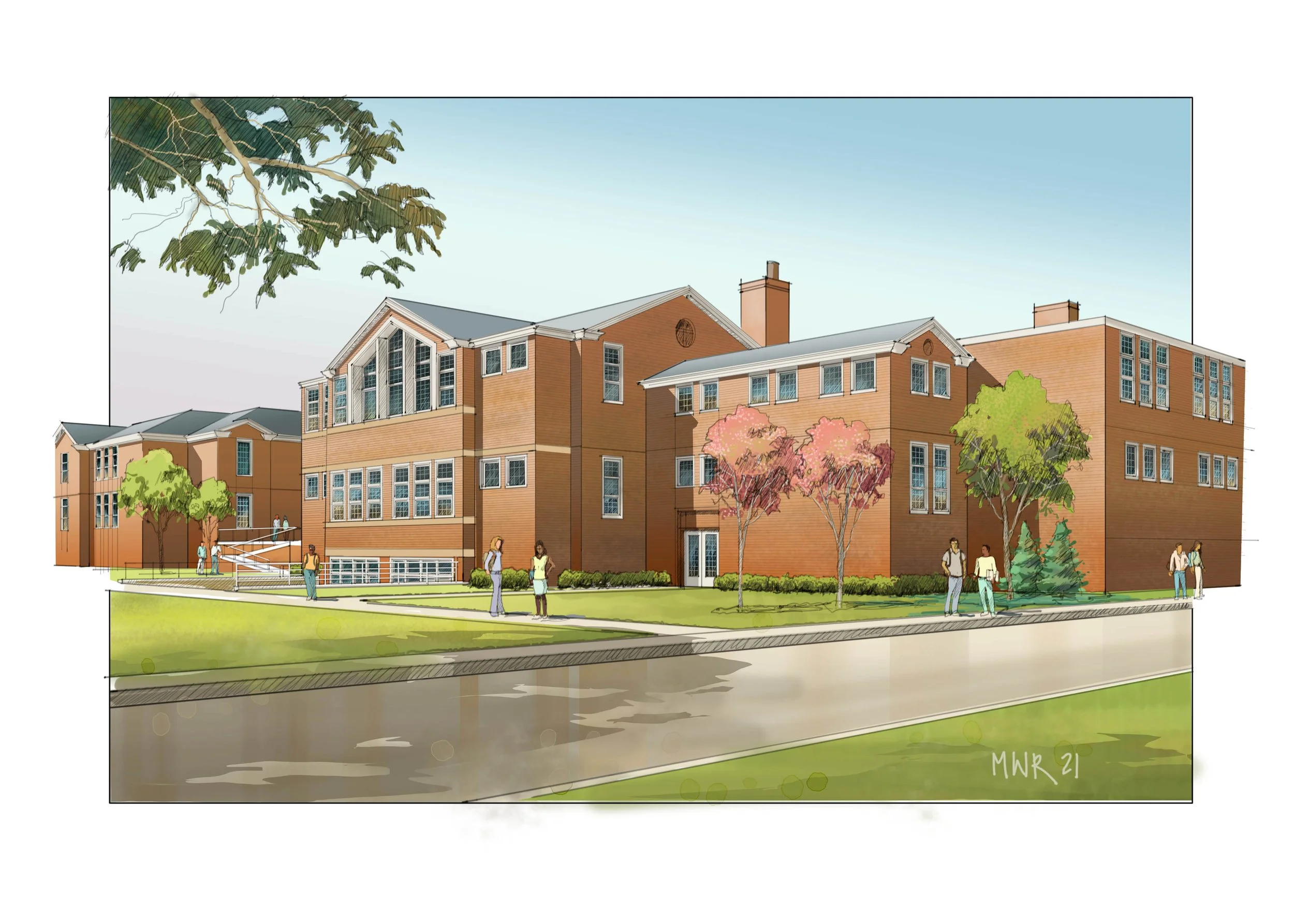 High School Building Drawing