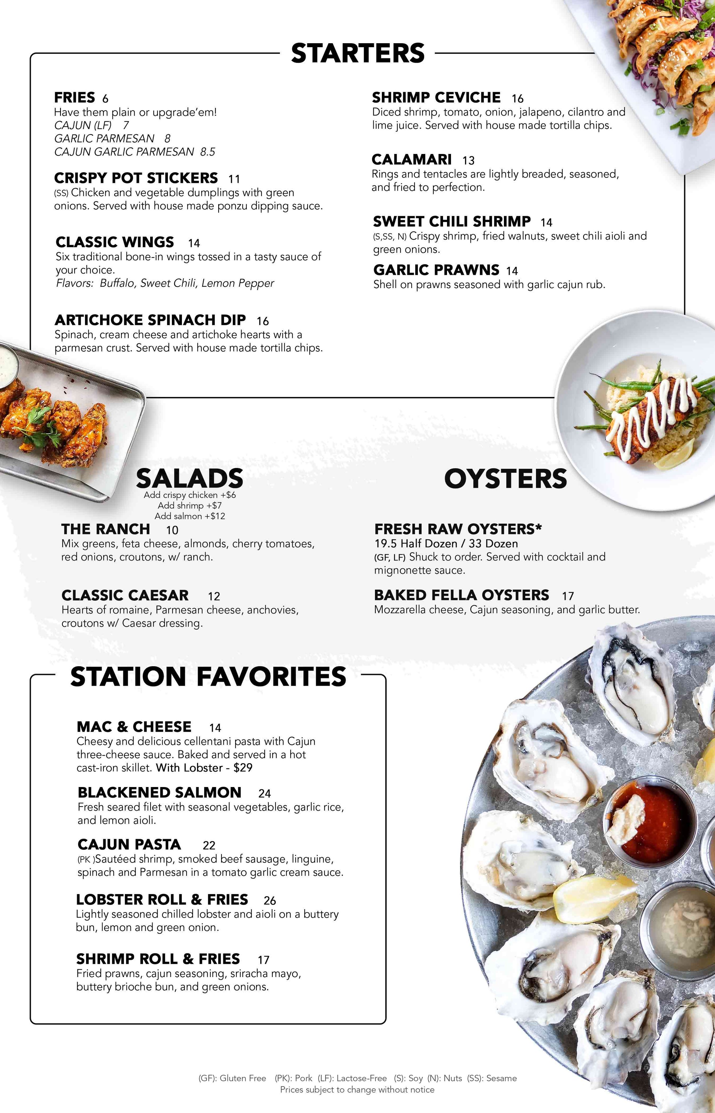Sacramento Menu — STATION 16