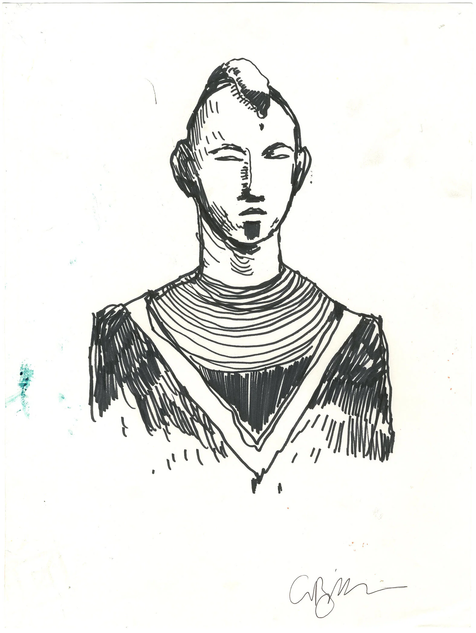 Studio drawing - untitled winged head — The Clive Barker Archive