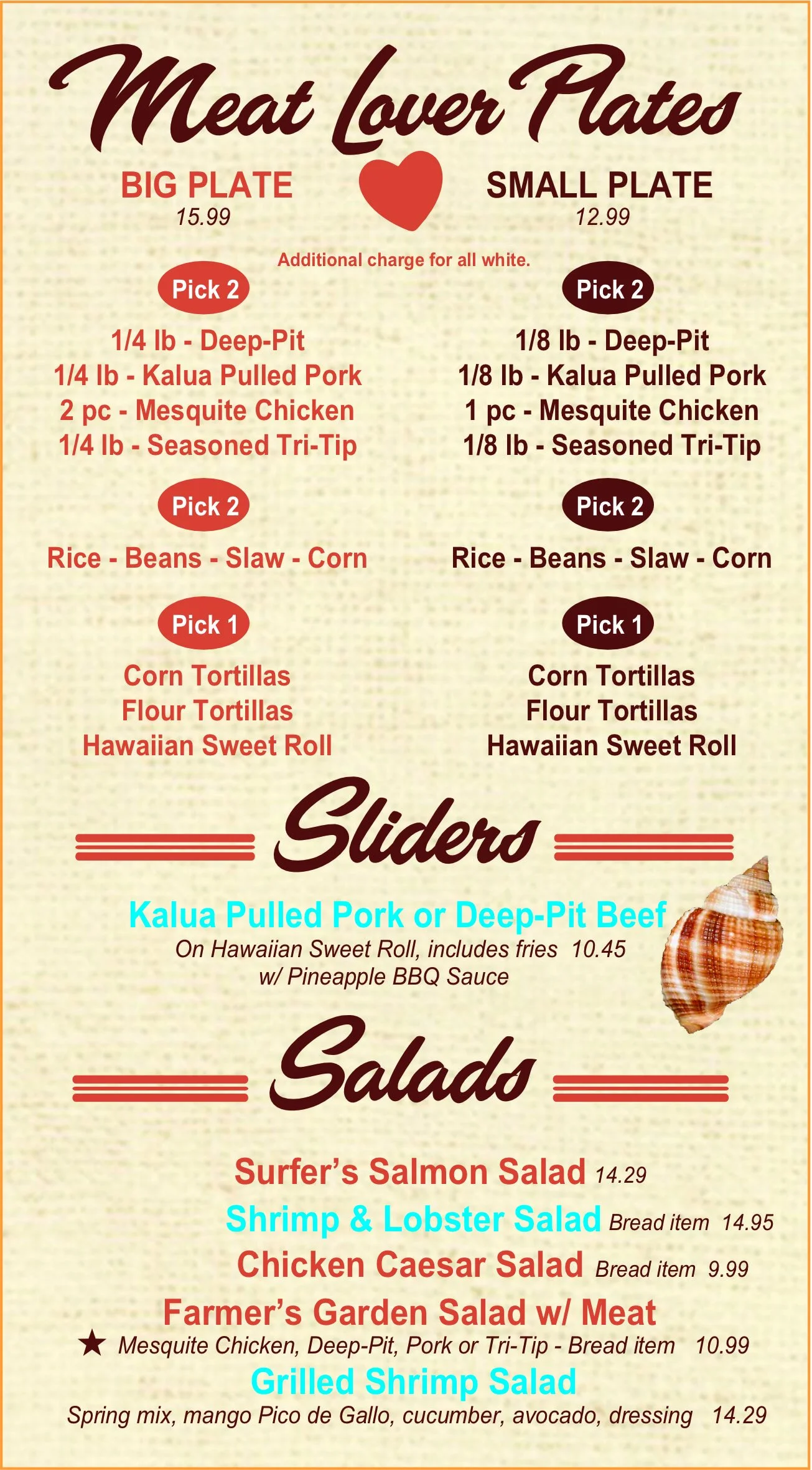 Menu Selection — Coconut Joe's