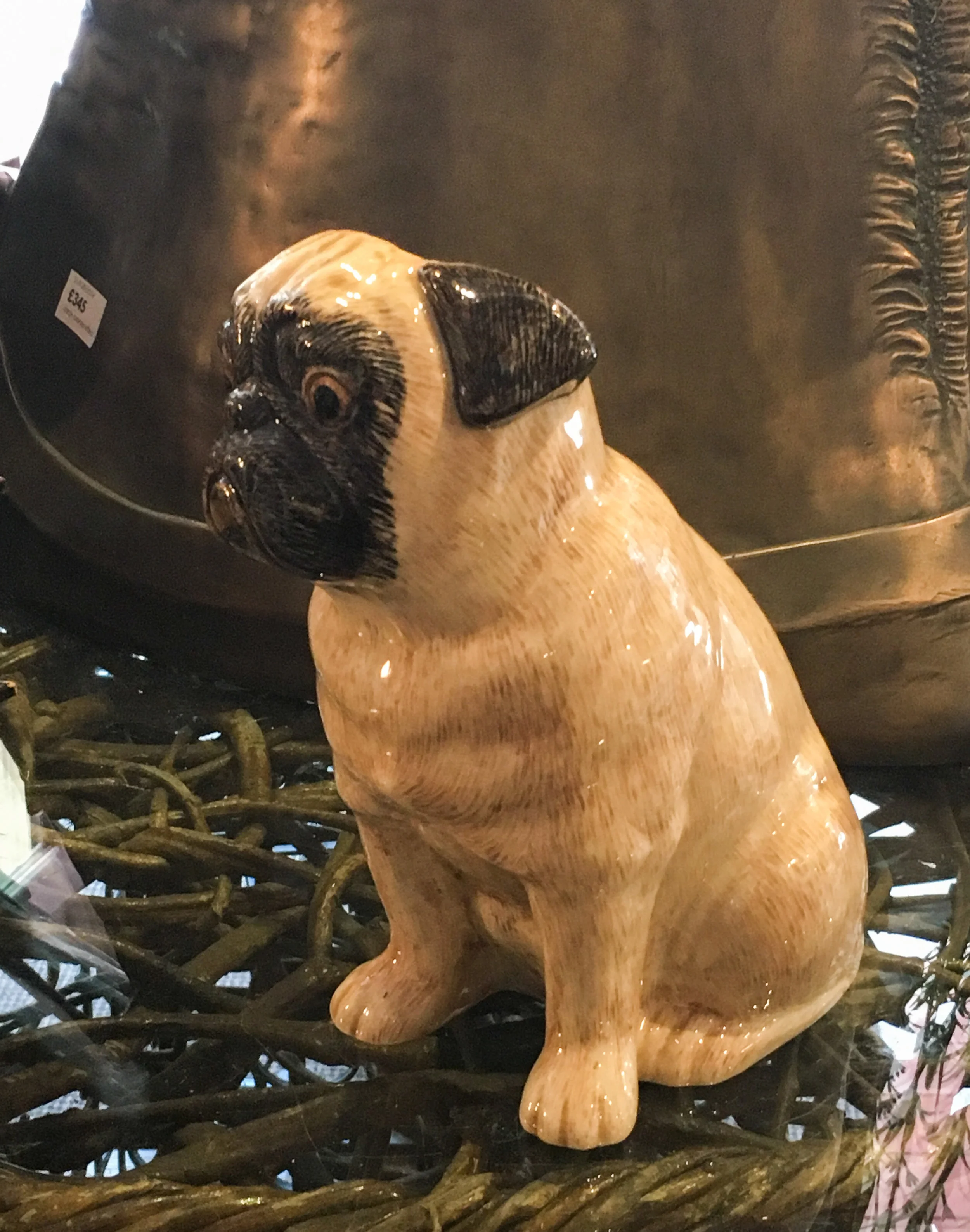 large ceramic pug vase ornament