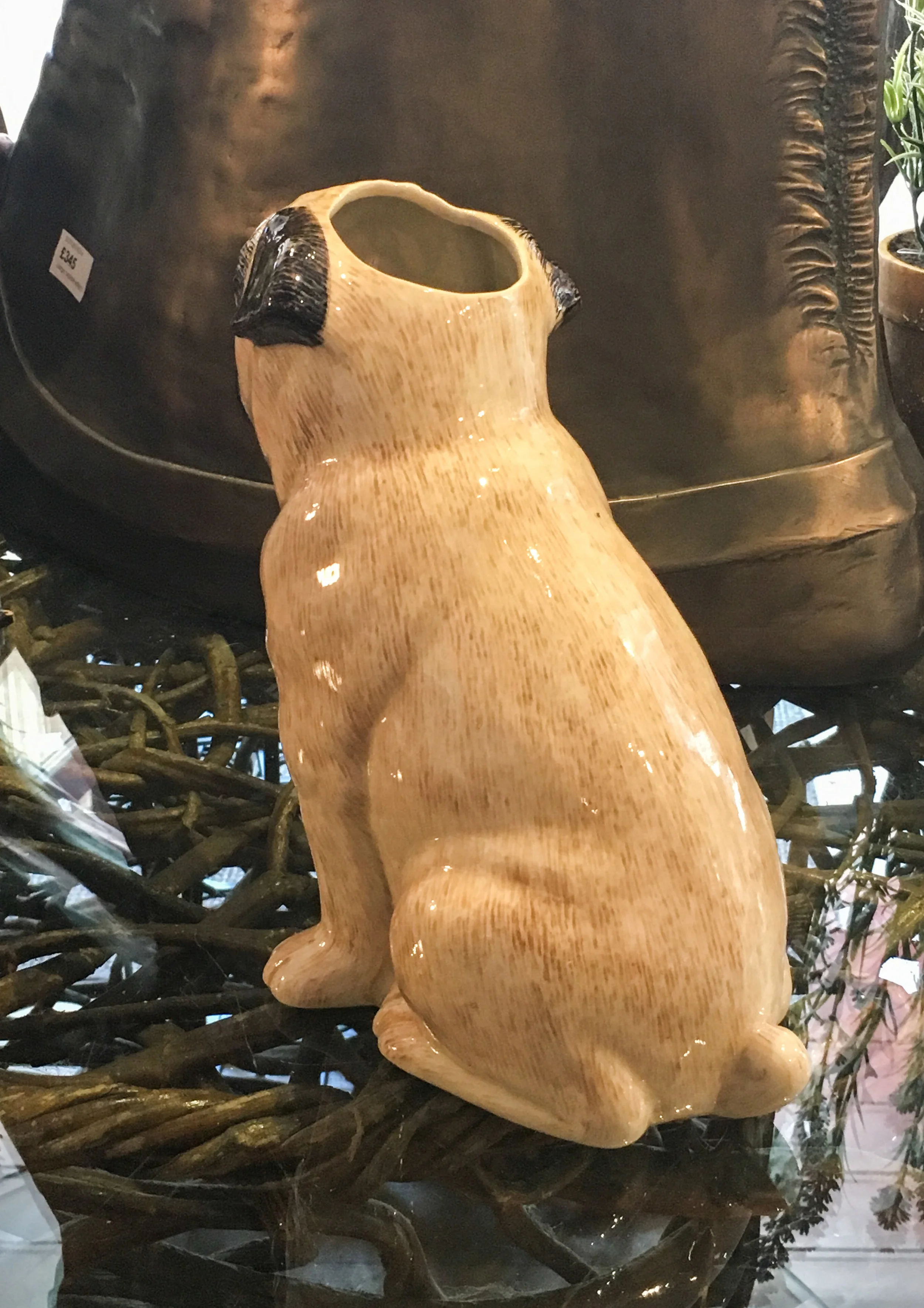 large ceramic pug vase ornament