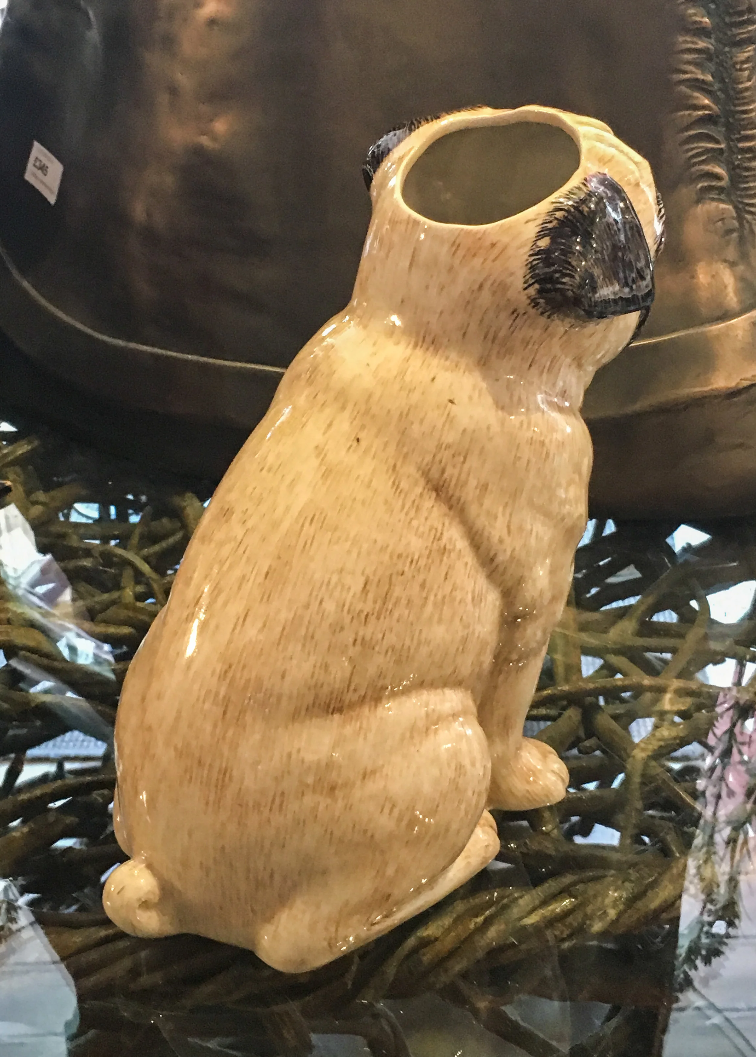 large ceramic pug vase ornament