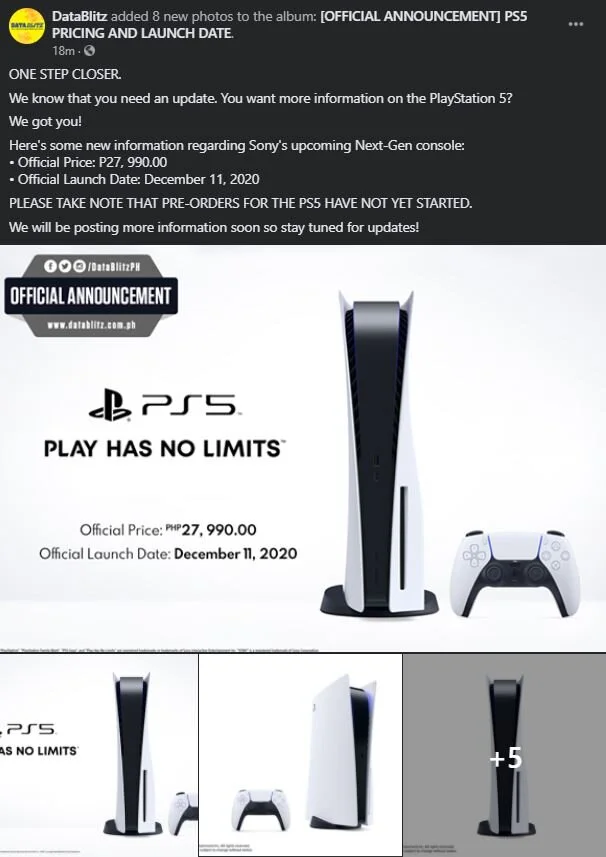 PlayStation 5 Will Launch In The Philippines On December 11, Priced At ...