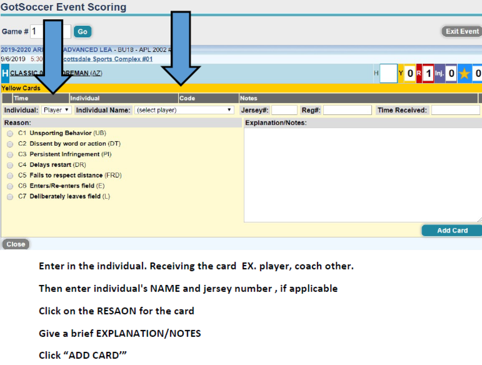 Red Card Reporting — ASRA