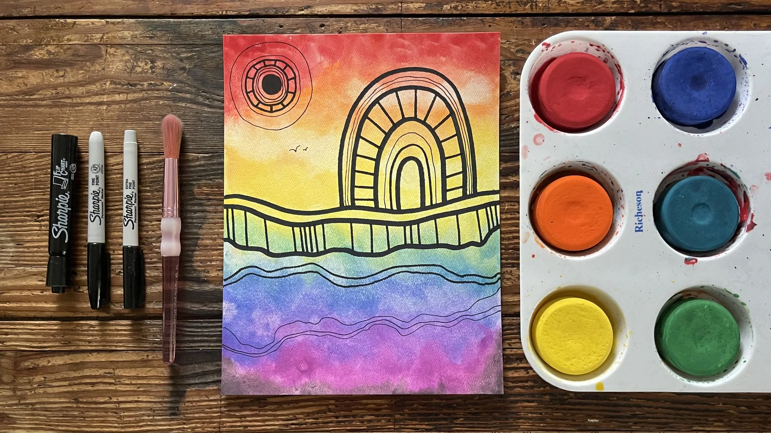 Simple Line Sunset Lesson — Art with Coach T