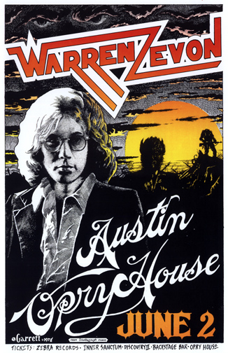 WANTED: Warren Zevon Austin Opera House June 2, 1978 Concert Poster ...