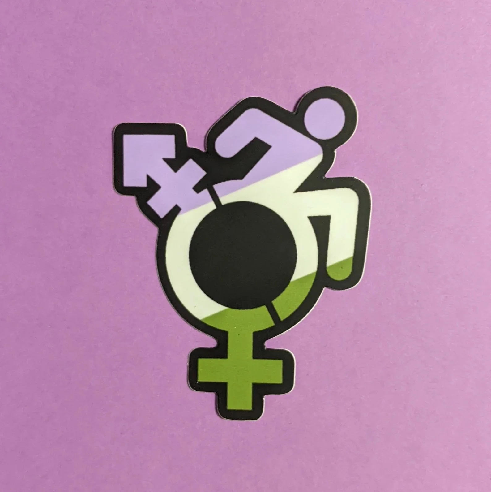 Queercrip Symbol with Genderqueer flag Sticker! — Rebirth Garments