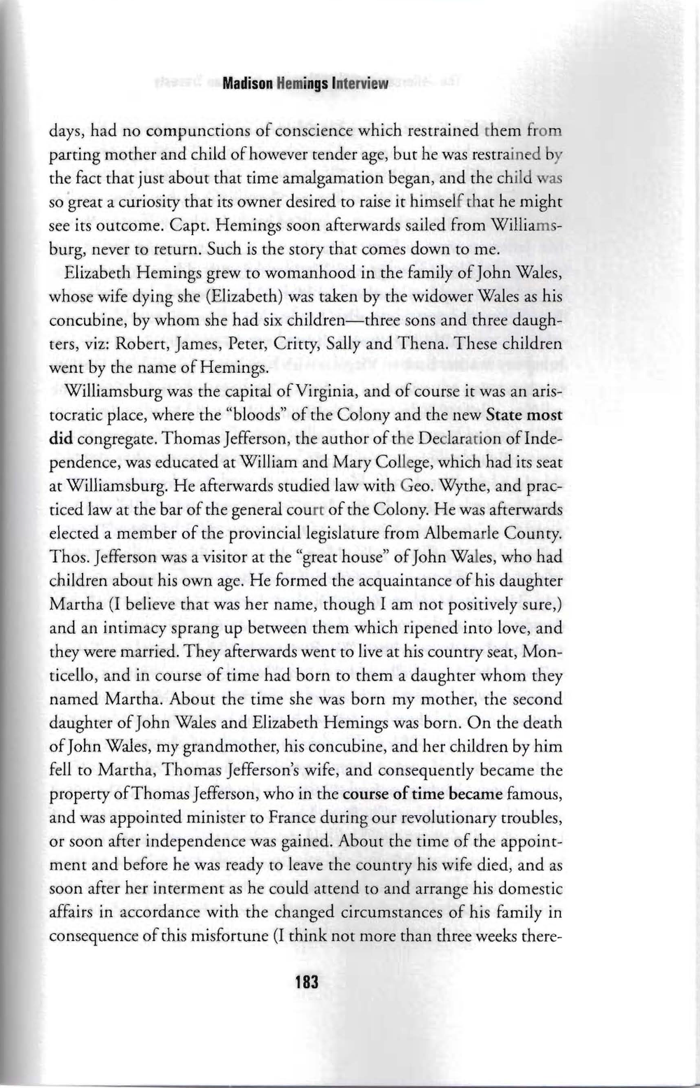 Madison Hemings Interview — Thomas Jefferson Heritage Society