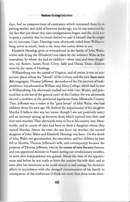 Madison Hemings Interview — Thomas Jefferson Heritage Society