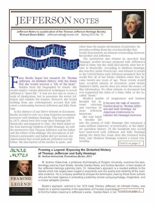 Jefferson Notes — Thomas Jefferson Heritage Society