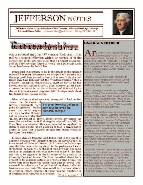 Jefferson Notes — Thomas Jefferson Heritage Society