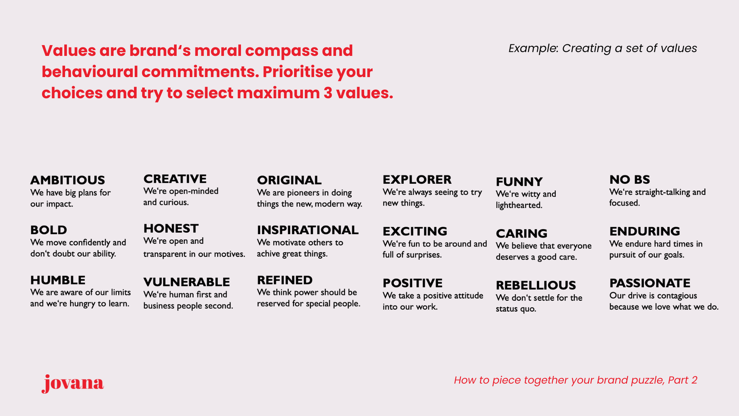 How to define your core values? — JOVANA