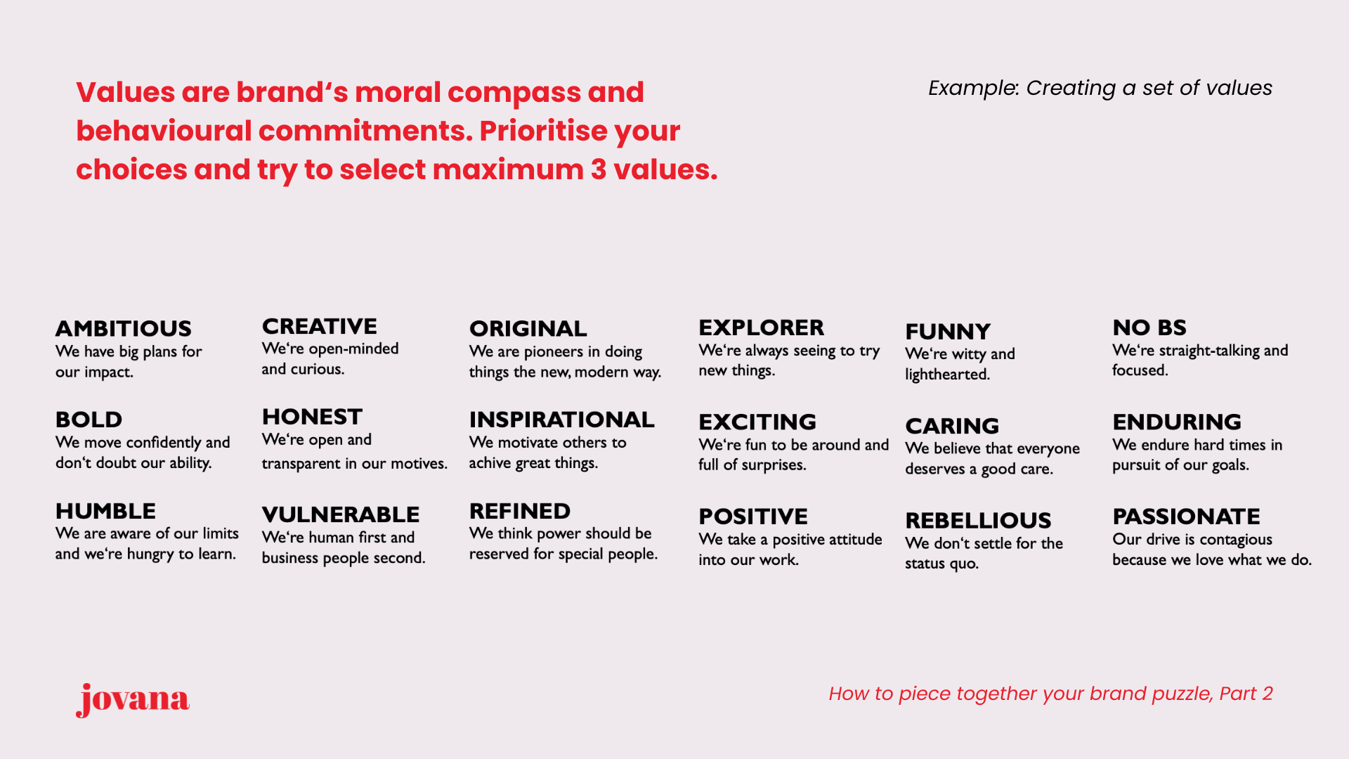 How to define your core values? — JOVANA