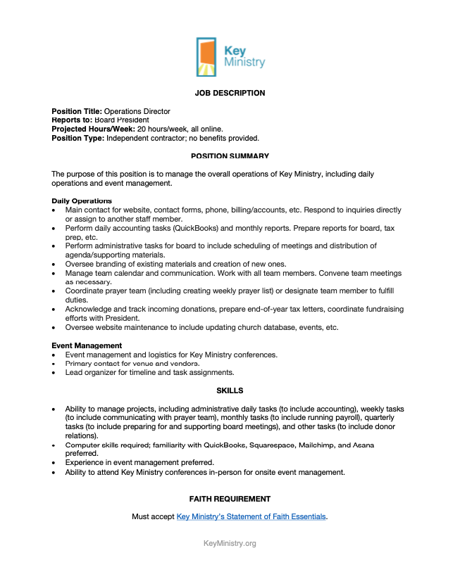 Join the Key Ministry Team - Key Ministry