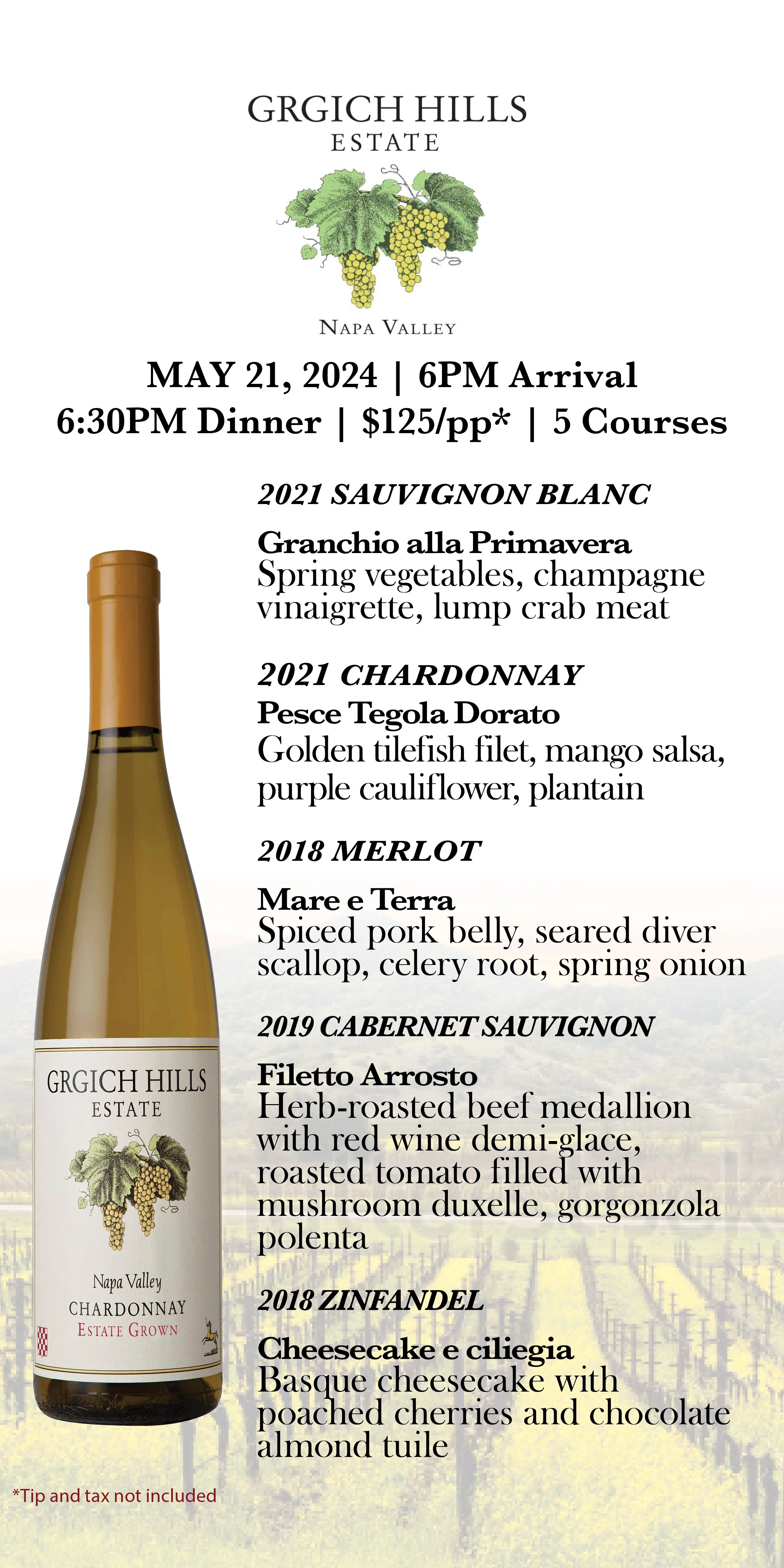 Grgich Hills Estate Meet the Maker Wine Dinner — Pasta Pane