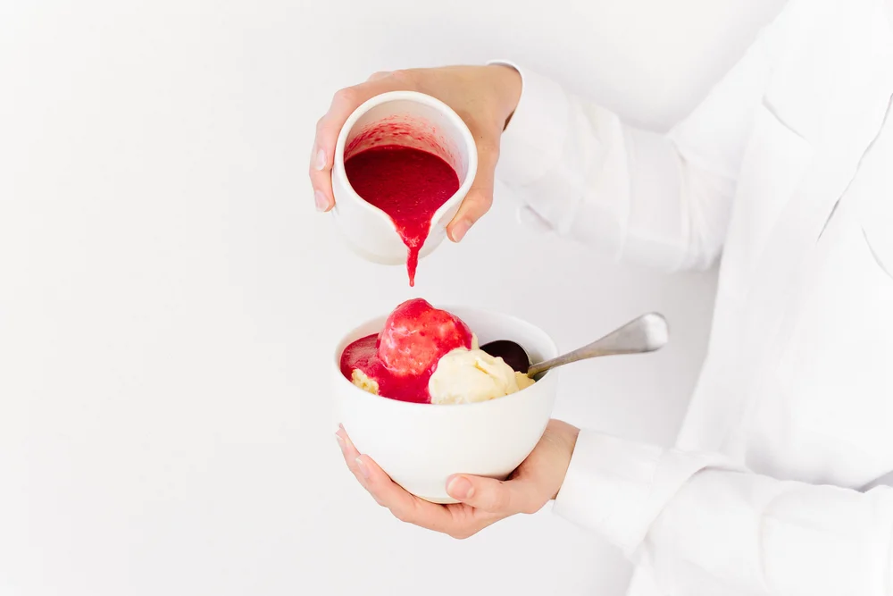 Vanilla Bean Bulletproof Ice-Cream with Raspberry Coulis — Life Of Pie