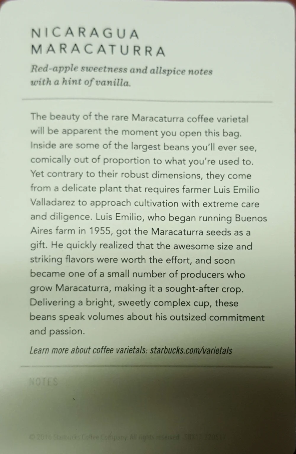 Nicaragua Maracaturra — Discover Starbucks Reserve