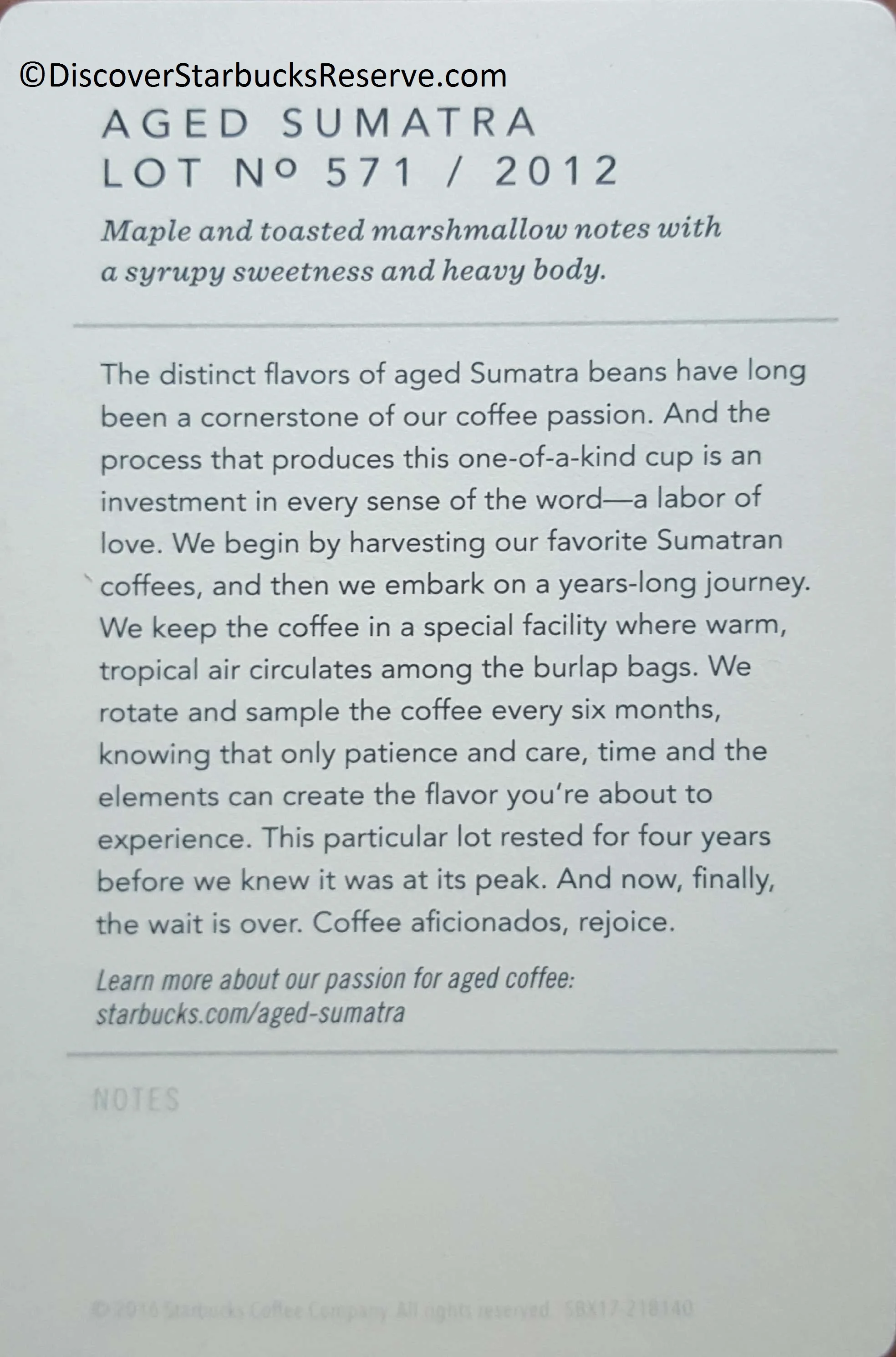 Aged Sumatra — Discover Starbucks Reserve