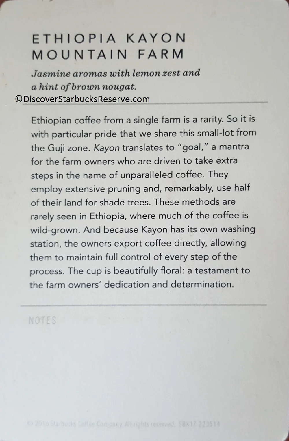 Ethiopia Kayon Mountain (January 2017 Reserve Subscription Coffee) — Discover Starbucks Reserve