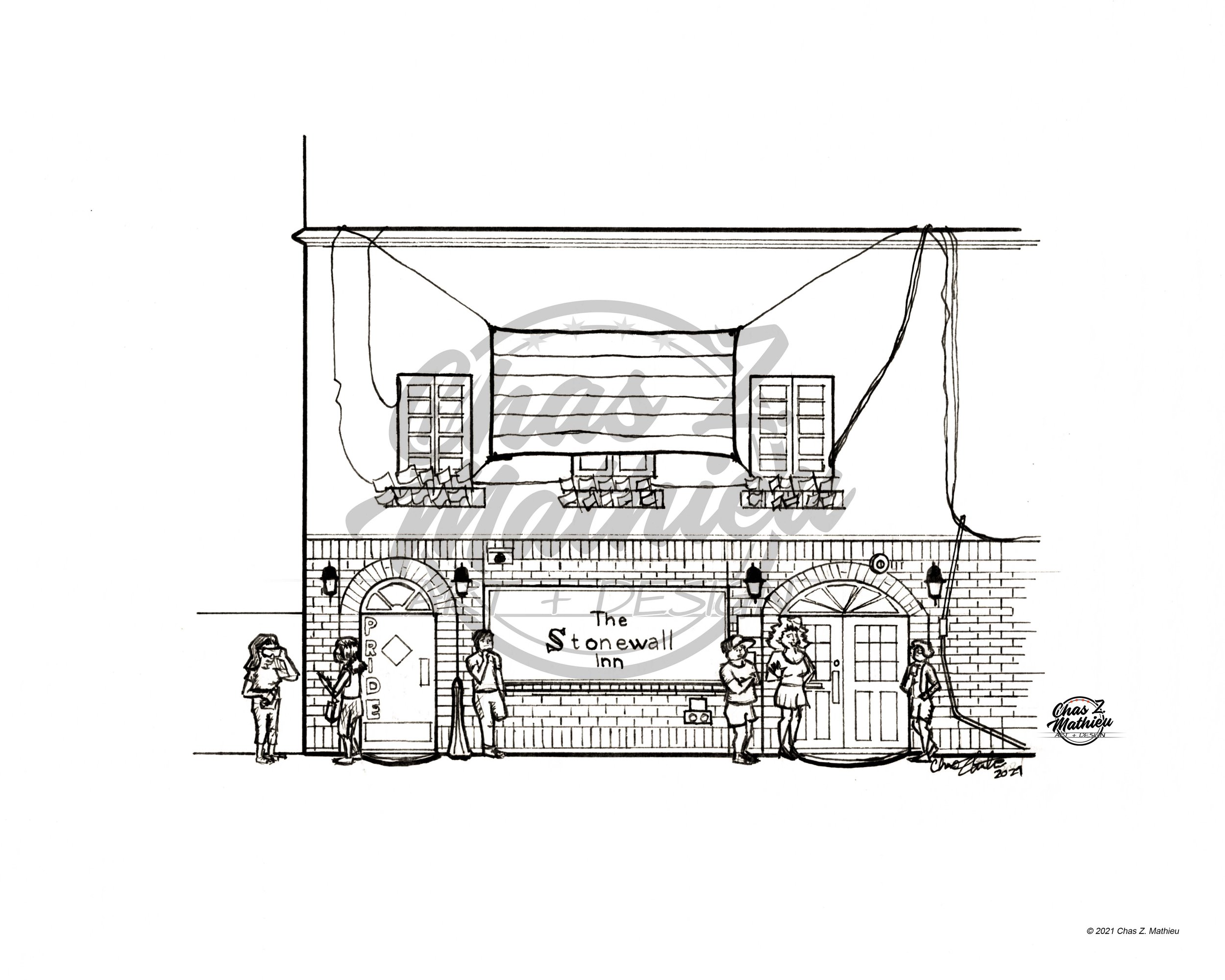 The Stonewall Inn 8x10 Coloring Page - [DIGITAL DOWNLOAD ONLY] — Chas Z ...