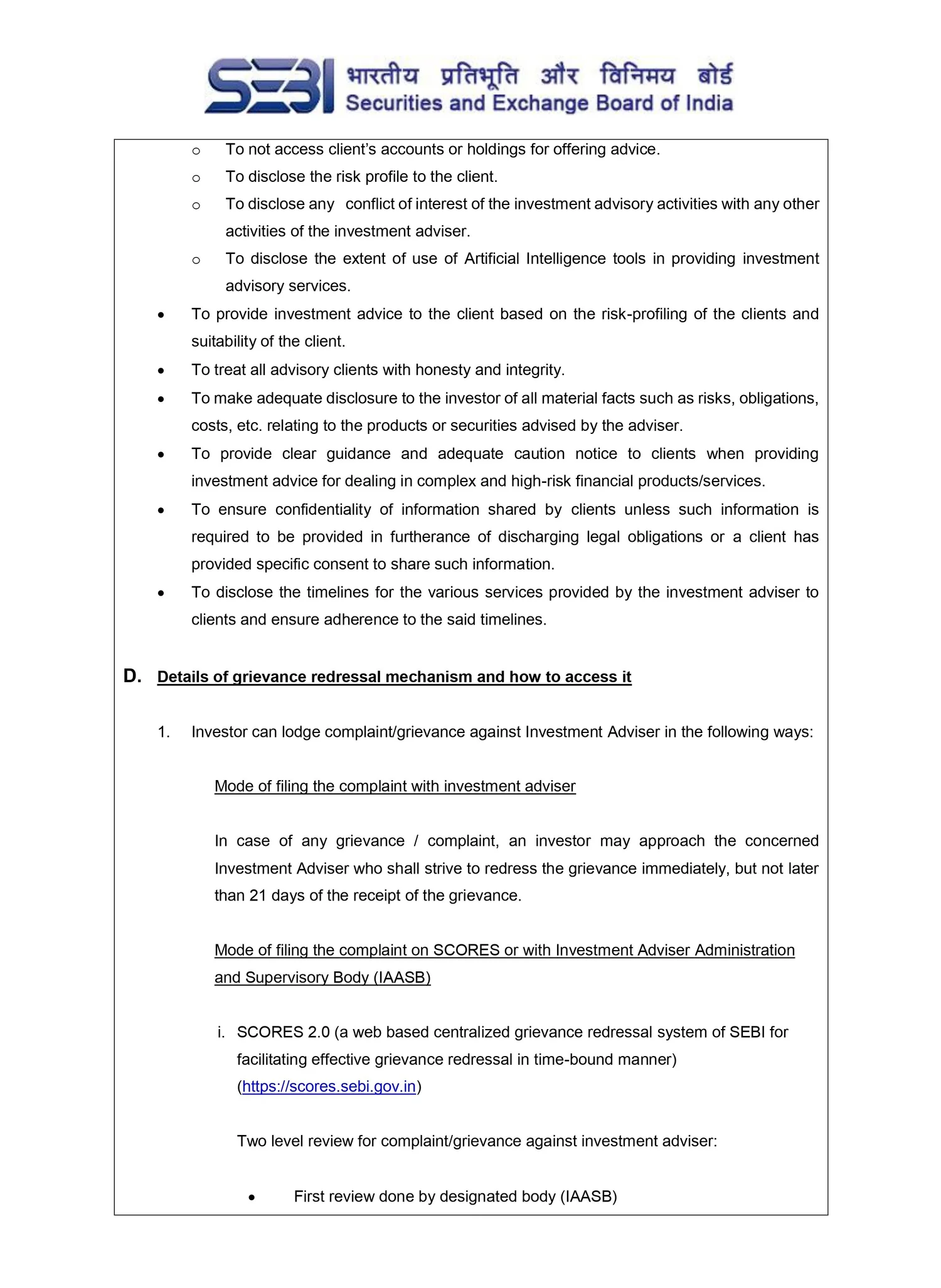 SEBI Disclosures — Fee-only Financial Planner, Investment Advisor ...