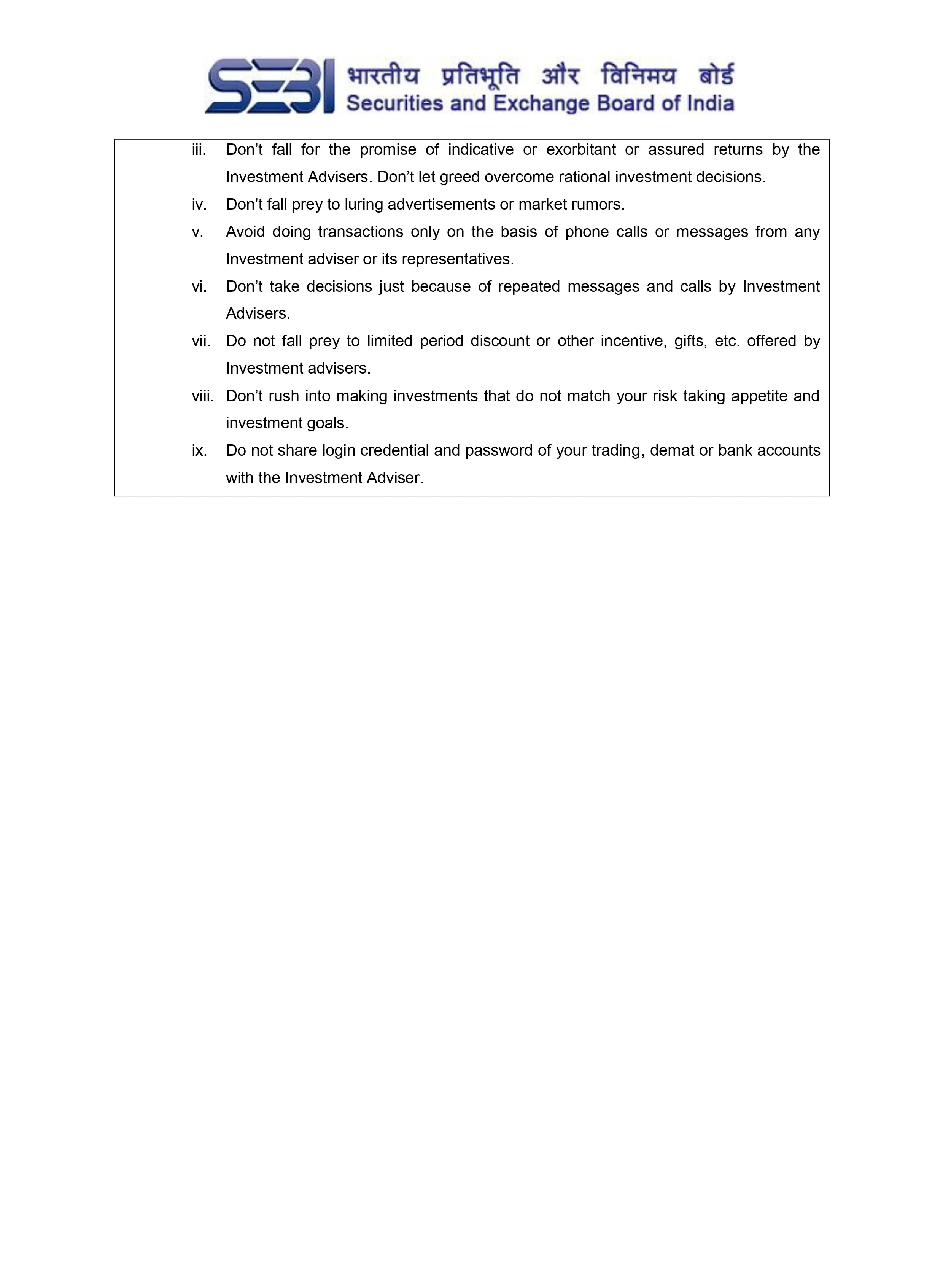 SEBI Disclosures — Fee-only Financial Planner, Investment Advisor ...