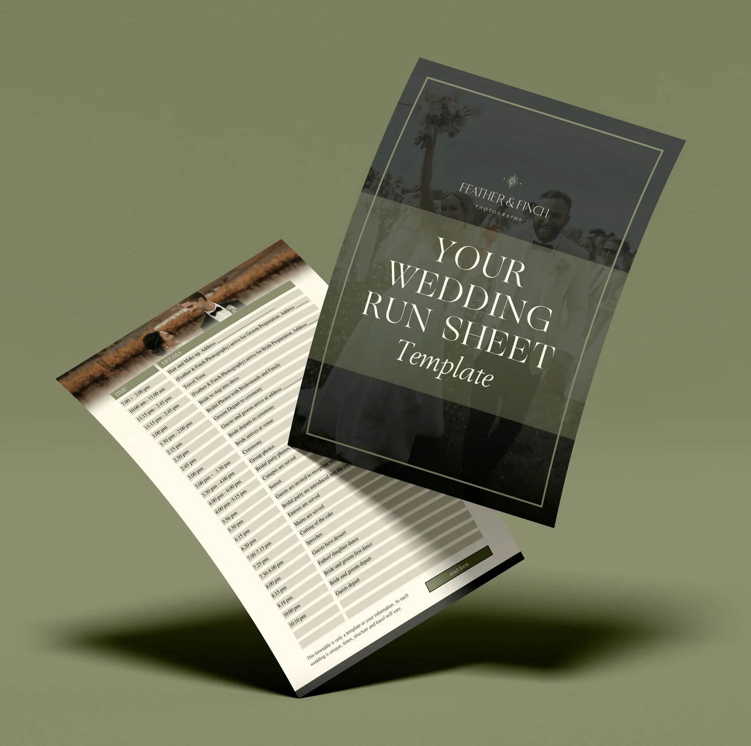 Free Wedding runsheet | Feather and Finch Photography