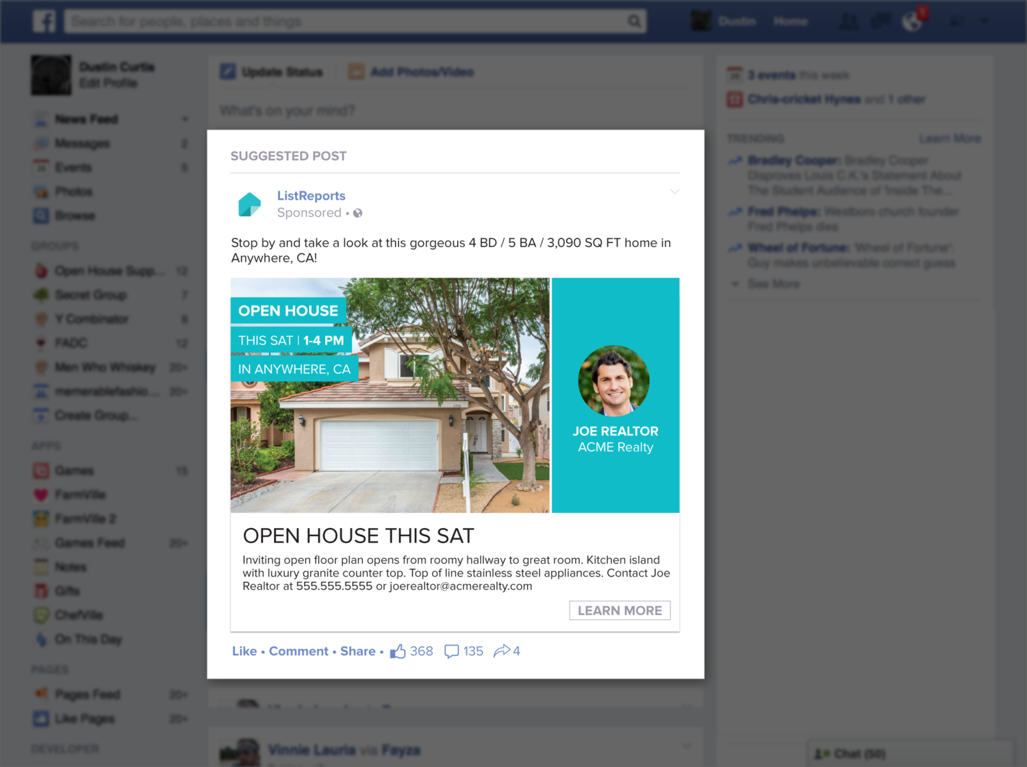 Facebook FastBlast • Open House — Shop by ListReports