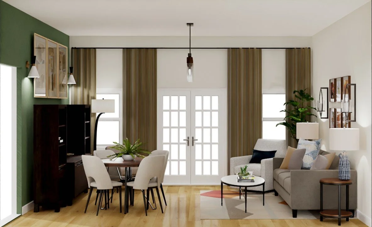 How to Arrange a Square Living Room with Doors on 3 Walls and a Pass ...