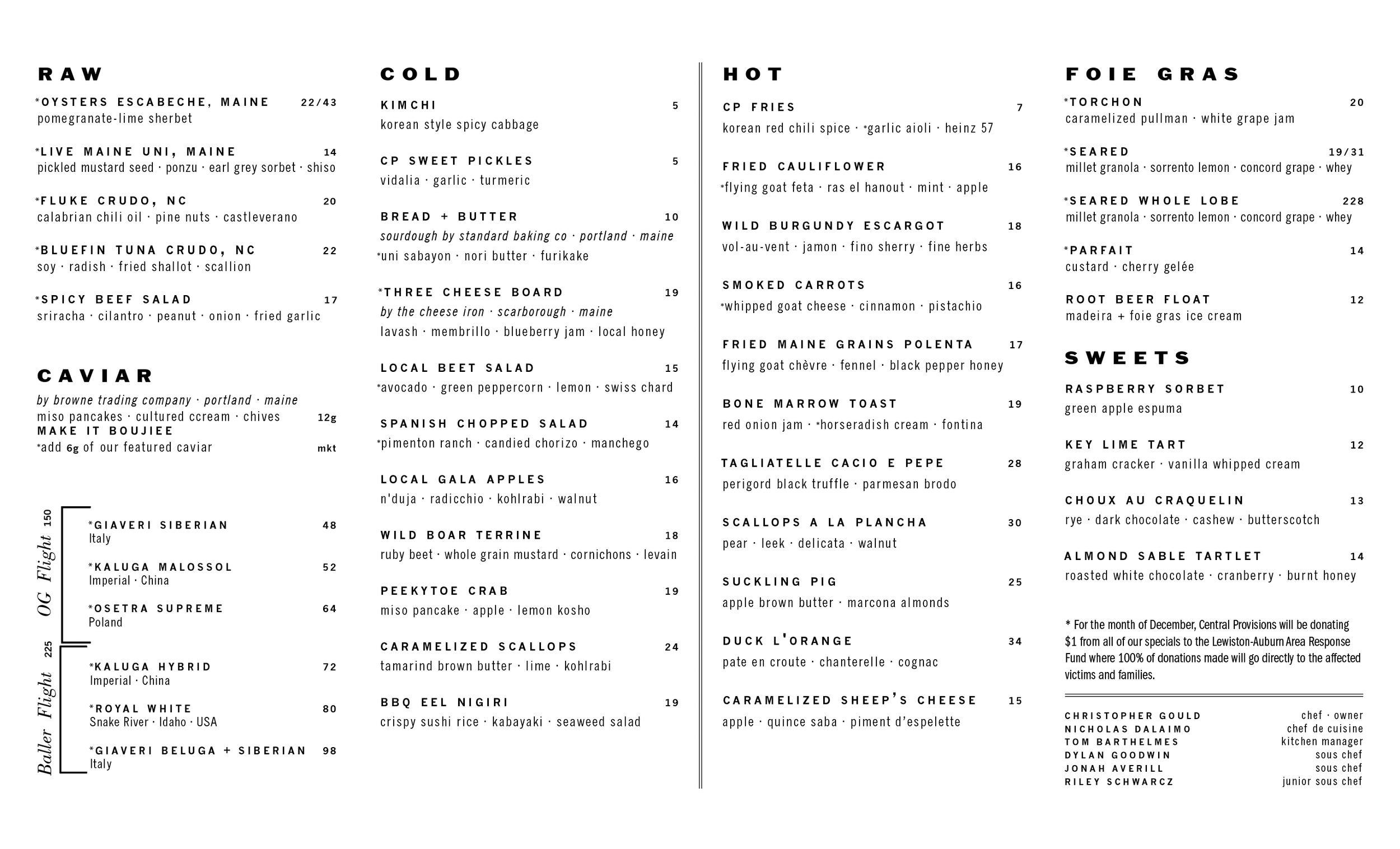 Menus — Central Provisions
