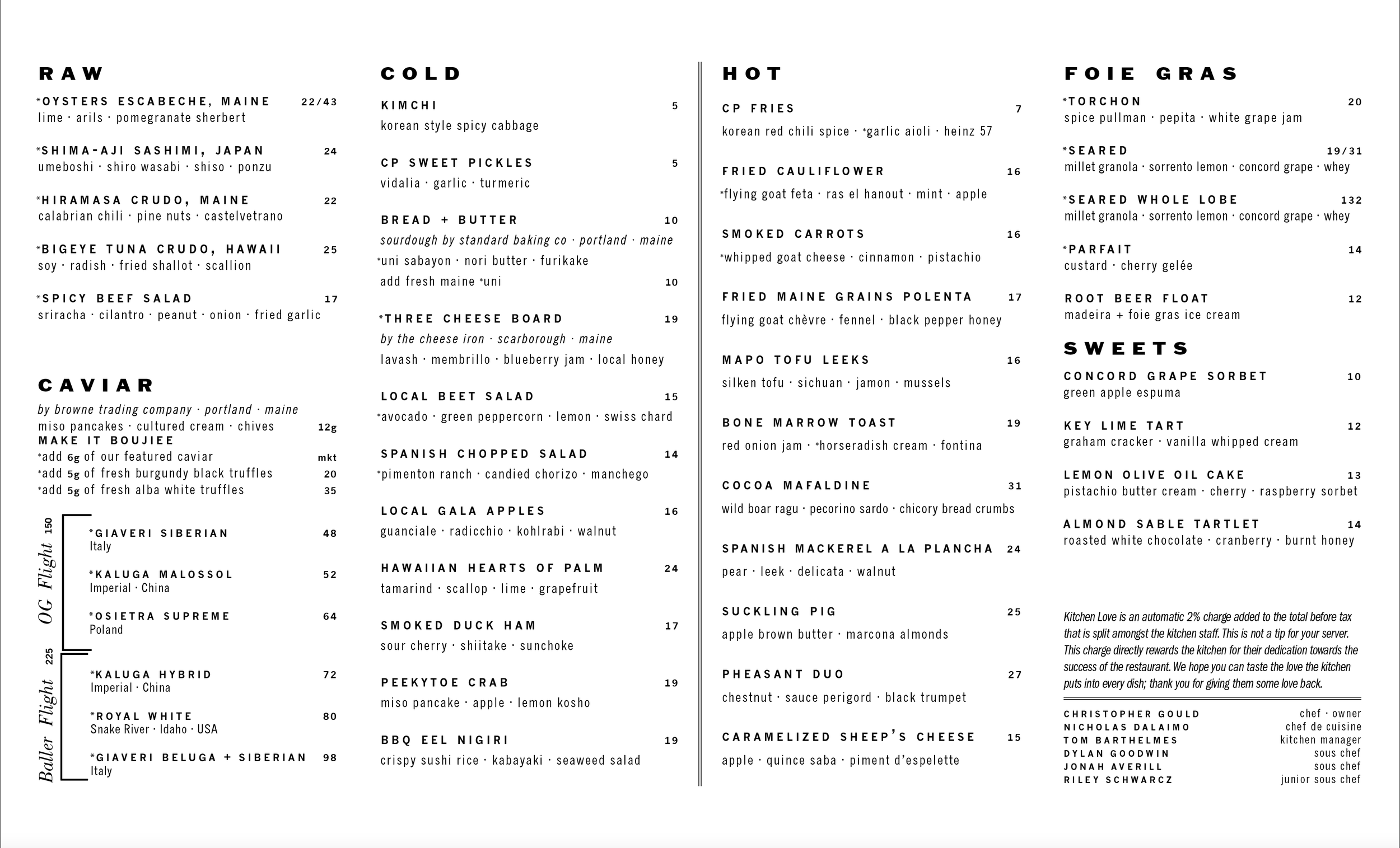 Menus — Central Provisions